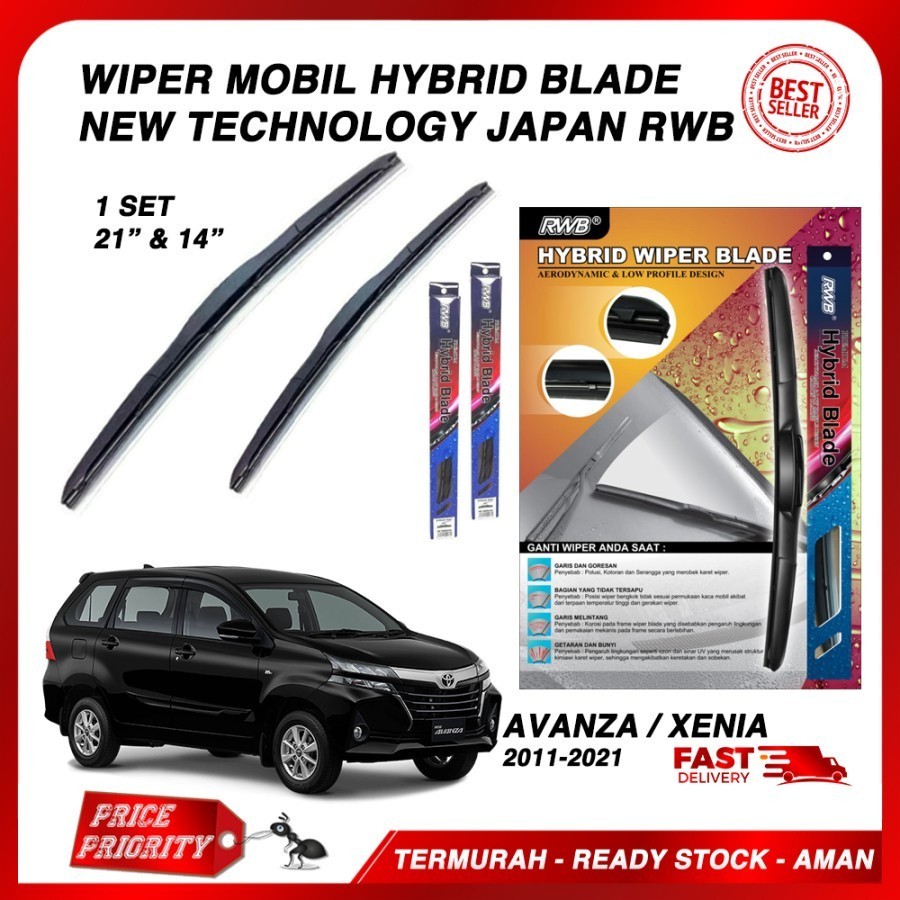 Jual Wiper Mobil AVANZA XENIA Karet Wiper Frameless Hybrid Blade Set RWB | Shopee Indonesia