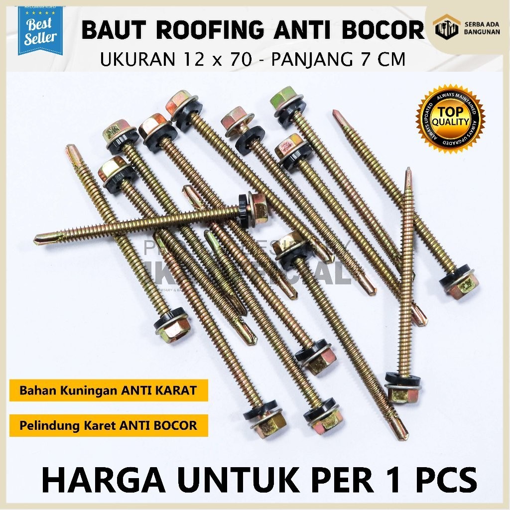 Jual 1 PCS / 1 Buah - 70mm Baut Sekrup Roofing / Baut Sekrup Baja ...