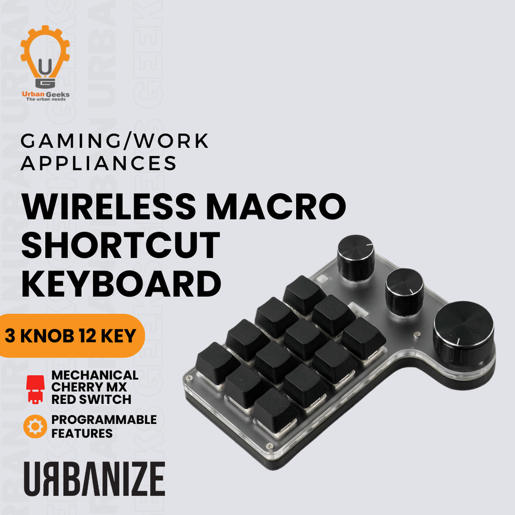 Jual Urbanize Keyboard Shortcut Macro Mechanical Bluetooth Rechargeable 12 Tombol 3 Knob ...