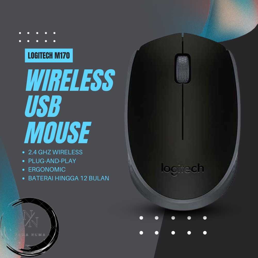 Jual Logitech Mouse Wireless Optical 2.4GHz Ergonomic 1000DPI - M170 ...