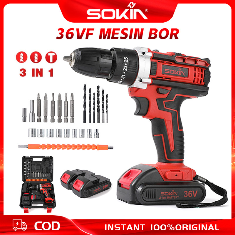 Jual SOKIN Tools Bor listrik 36/21VF bor baterai bor 36-2 bor dampak ...