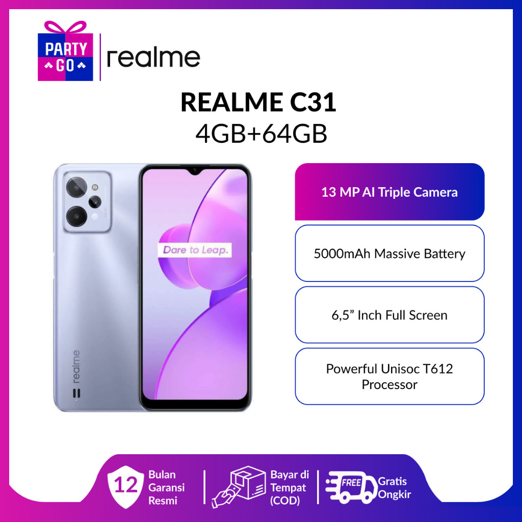 Jual Realme C31 Silver RAM 4/64GB [13MP AI Triple Camera, 5000mAh ...