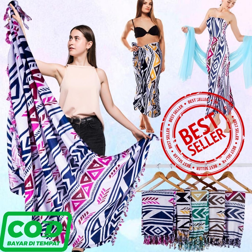 Jual Kain Pantai Bali Sarung Pantai Bali Motif Etnik Scarf Rayon Print ...