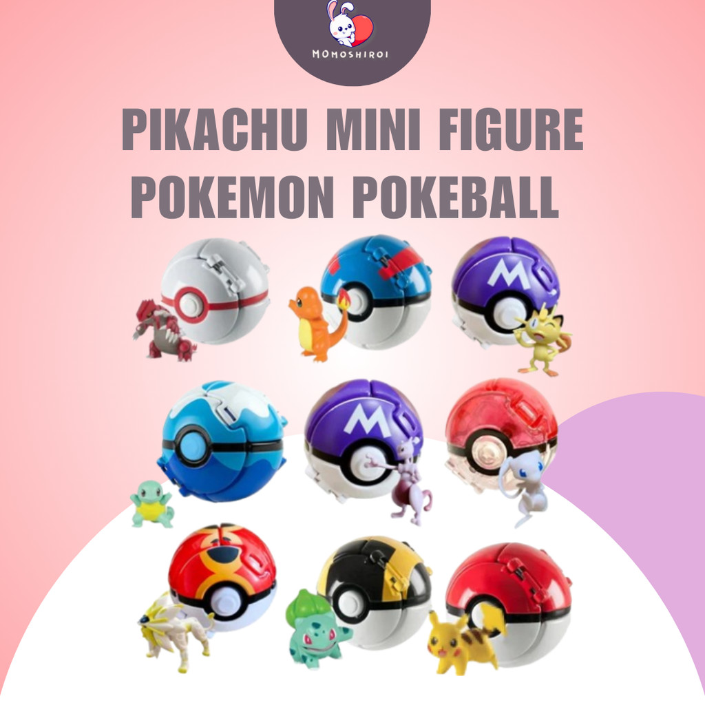 Jual Mainan Bola Pikachu Mini Figure Pokemon Pokeball Lempar Berisi ...