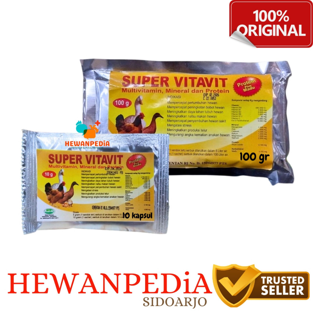 Jual SUPER VITAVIT SACHET 10 KAPSUL MADU hewanpedia - Multivamin Ayam ...