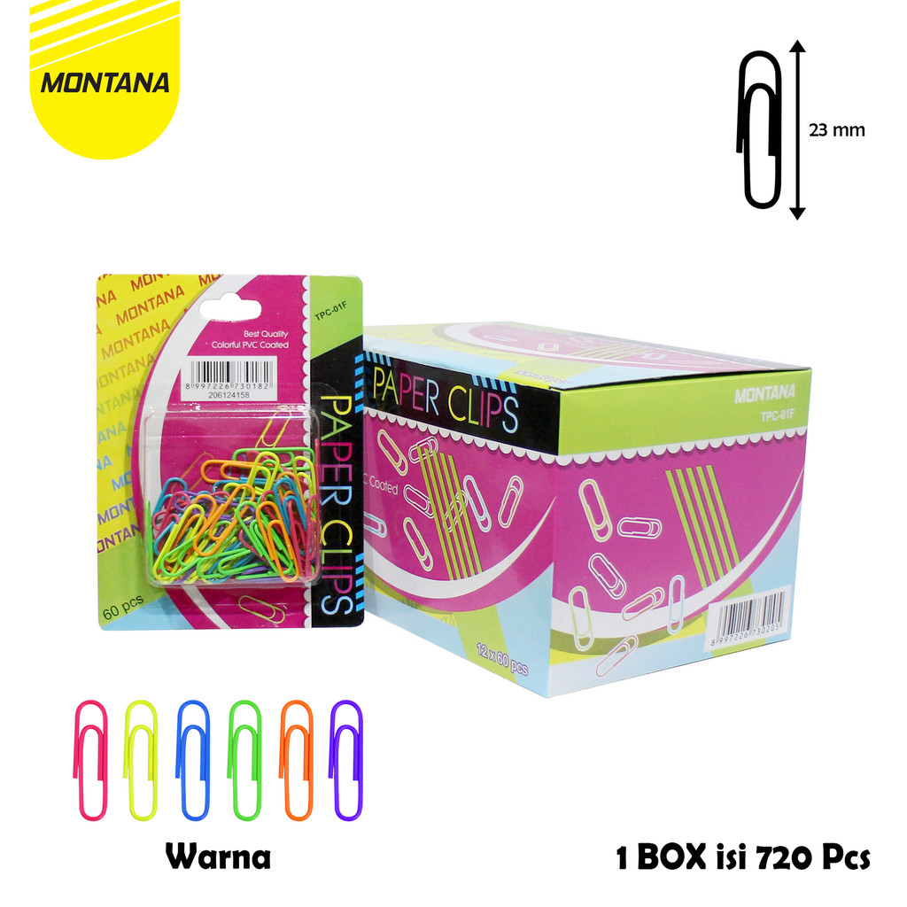 Jual MONTANA Paper Clip 23 mm 1 Box 720 Pcs Klip Penjepit Kertas TPC ...