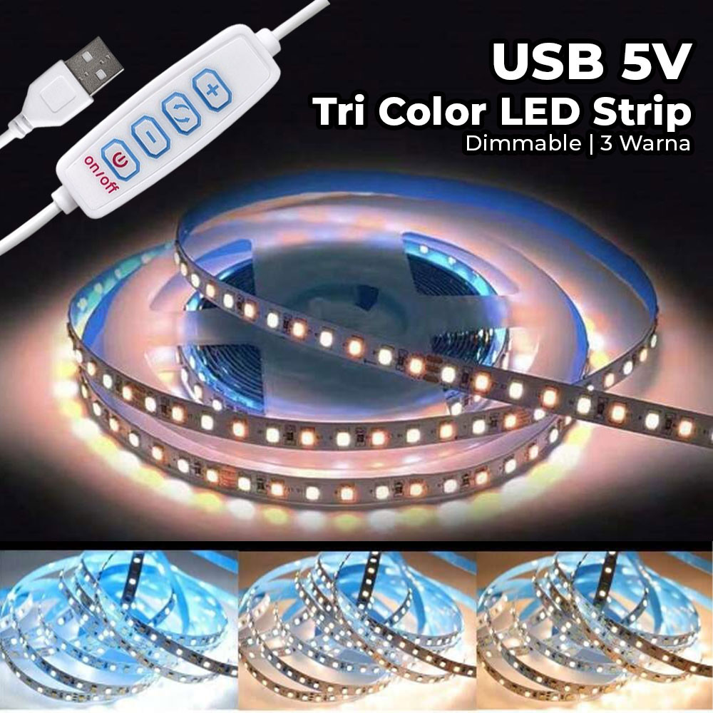 Jual LED Strip Tri Color USB 5V Tri Color Dimmer Lampu Akrilik Cermin ...