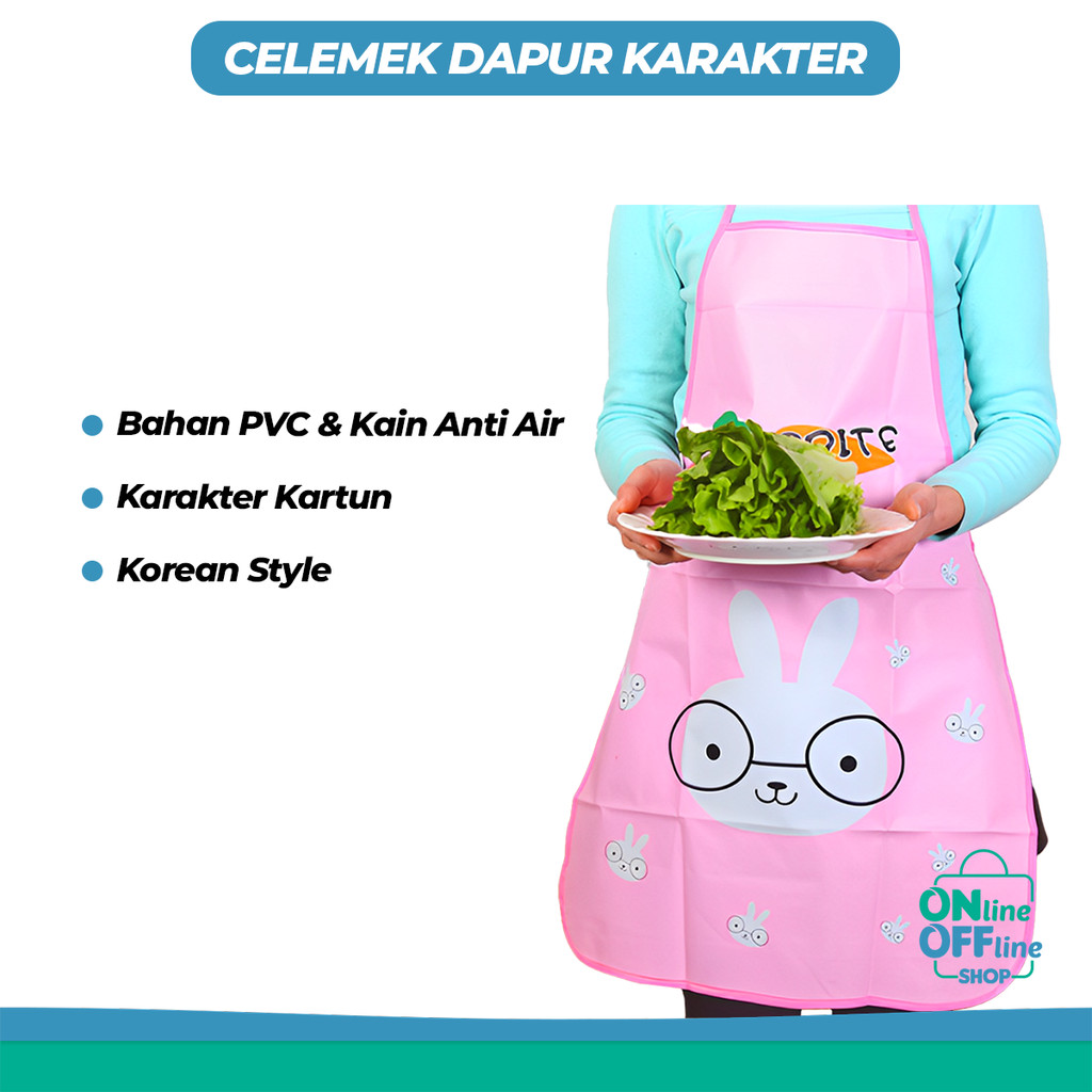 Jual Celemek Motif Karakter Kartun Waterproof Korean Apron Bahan ...