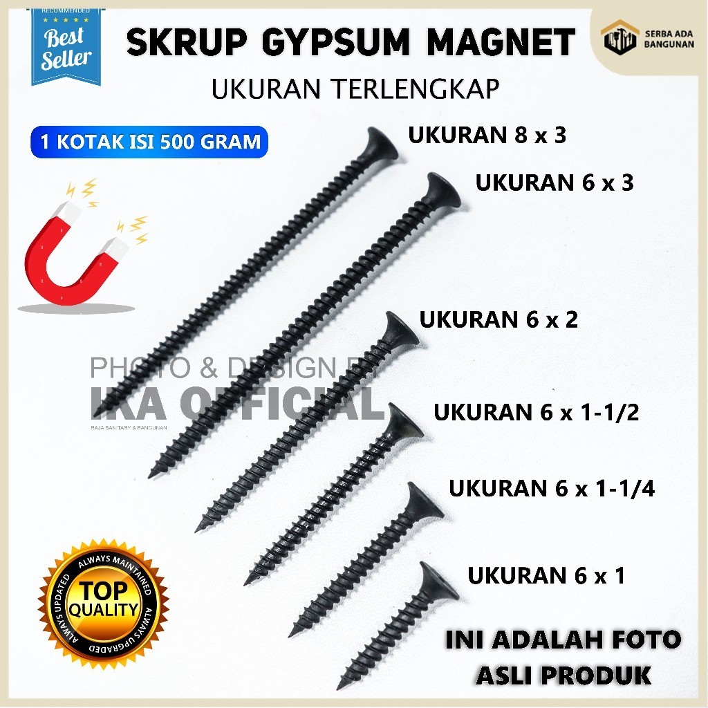 Jual Sekrup Gypsum Skrup Gipsum Kayu Drywall 1 11/4 11/2 2 Inch ...