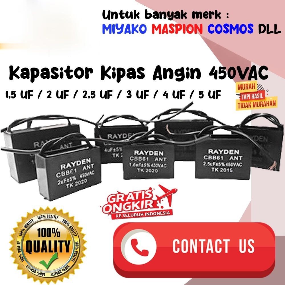 Jual Kapasitor Capasitor Kipas Angin Kotak Rayden 1,2uf 1,5uf 1,8uf 2,0uf 2,5uf 3uf 4uf 5uf 6uf ...