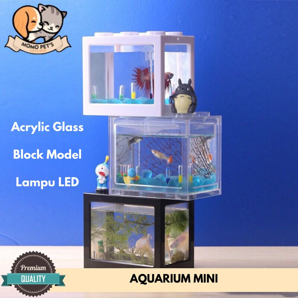 Jual Aquarium Cupang Estetik Mini Akrilik 12x8cm Akuarium Block Ikan ...