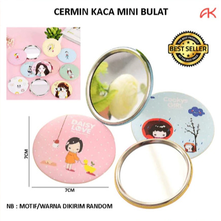 Jual TSN Cermin Bulat Karakter Kaca Make Up Mini Travelling Motif ...