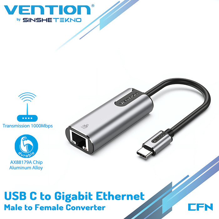 Jual VENTION USB C to Gigabit Ethernet LAN Adapter Aluminum Alloy - CFN ...
