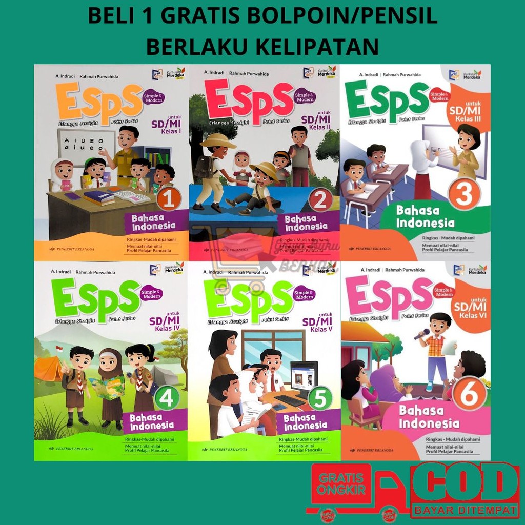 Jual Esps Bahasa Indonesia Revisi Kelas 1 2 3 4 5 6 SD/MI Kurikulum Merdeka Penerbit Erlangga ...