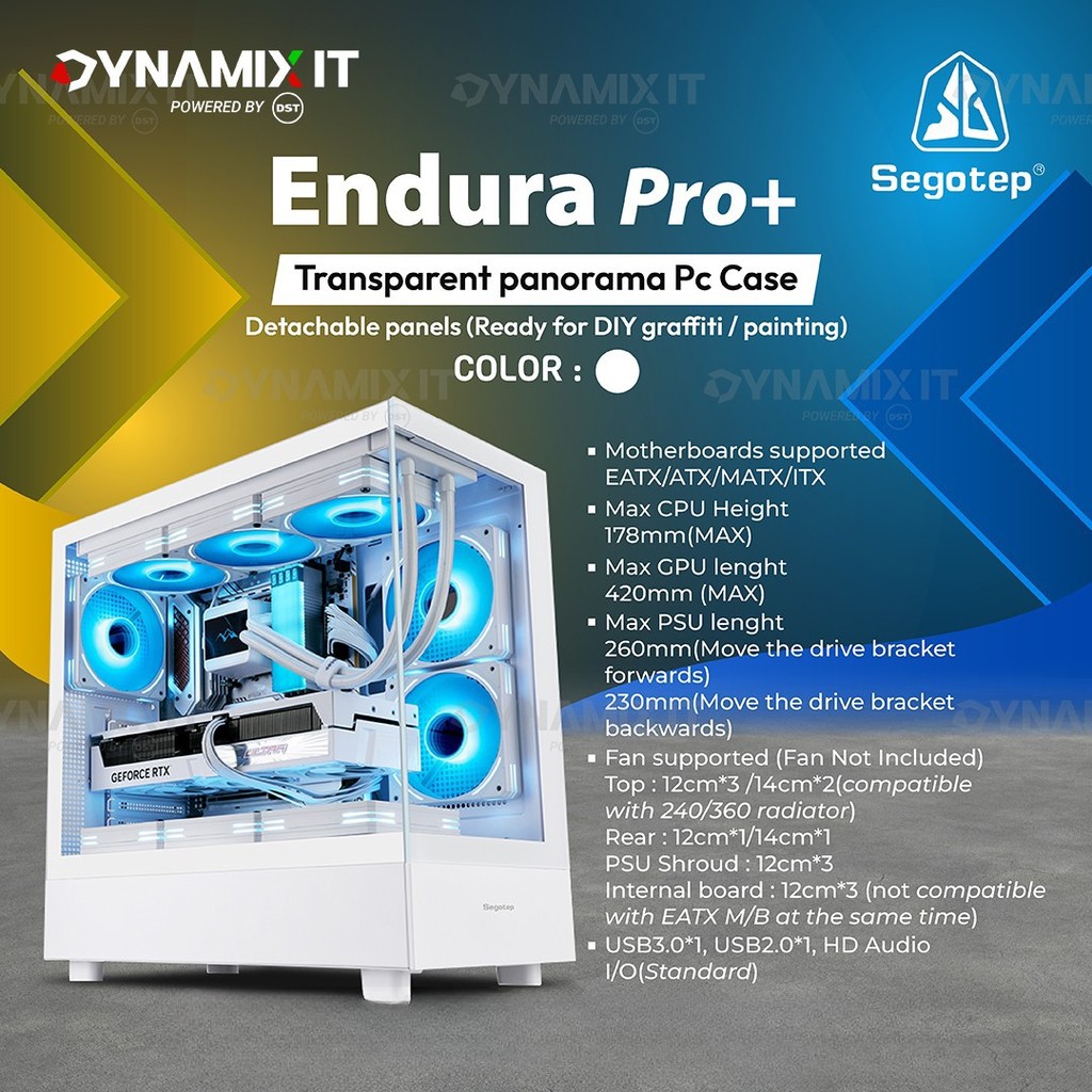 Jual Segotep ENDURA PRO+ Airflow Tempered Glass E-ATX PC Case - White ...