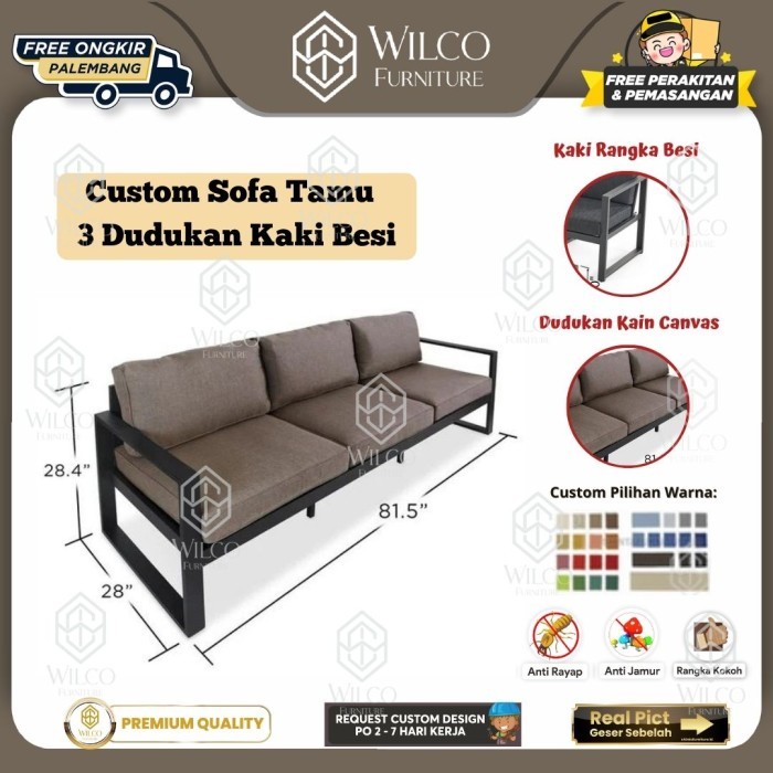 Jual Custom Sofa Tamu 3 Seat Kaki Besi HOLLOW | Sofa Tamu Rangka Besi ...