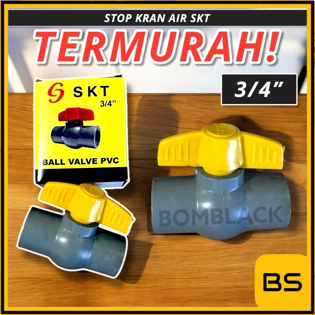 Jual SKT Stop Kran 3/4 inch Plastik PVC Ball Valve Stop Keran Pipa Air | Shopee Indonesia