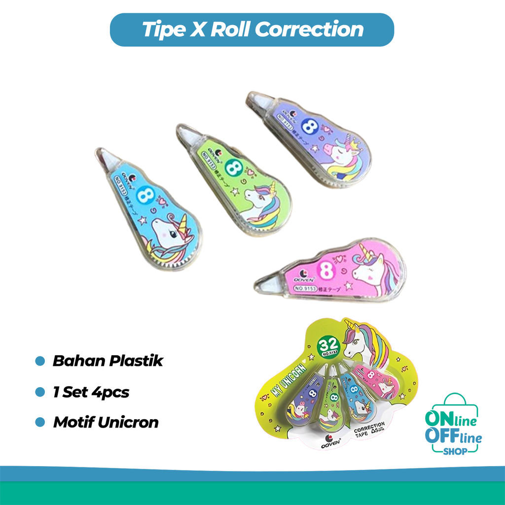 Jual Tipe X Pita Penghapus Pulpen Roll Correction Tape Tipex Set 4pcs ...