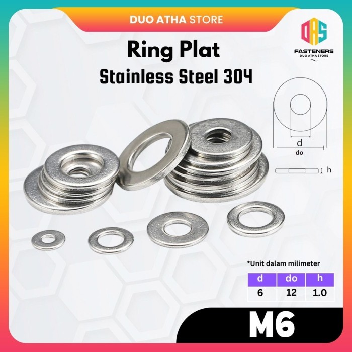 Jual Ring Plat M6 Stainless Steel / Washer Flat M6 SS304 | Shopee Indonesia