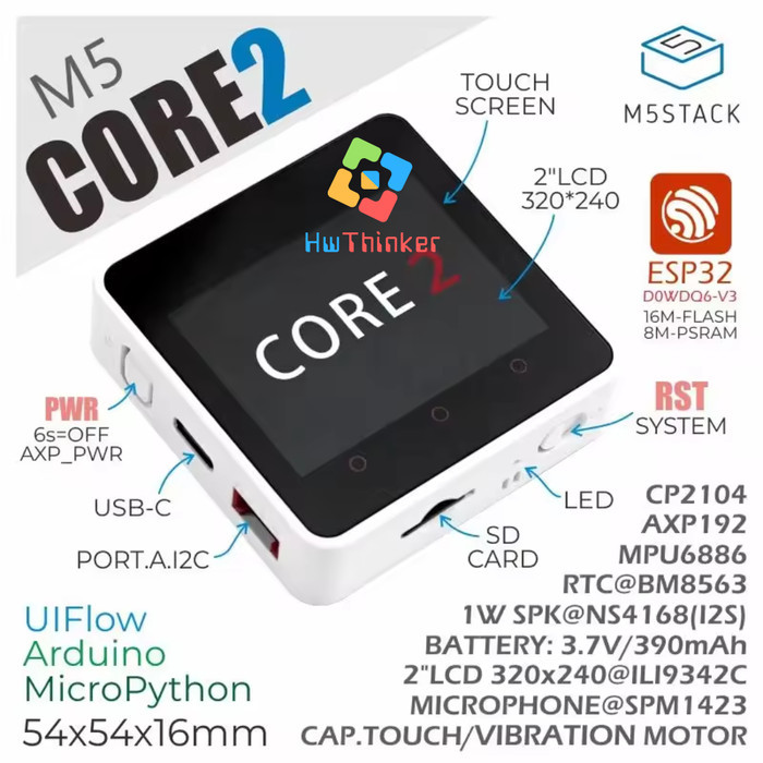 Jual M5Stack M5Core2 Core2 ESP32 IMU 6 DOF MPU6886 IoT Development Kit | Shopee Indonesia