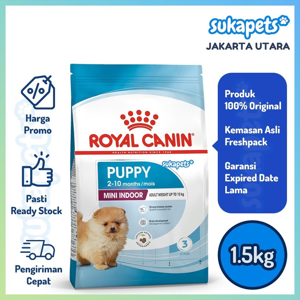 Jual Royal Canin Mini Indoor Puppy Makanan Anak Anjing 1.5kg | Shopee ...