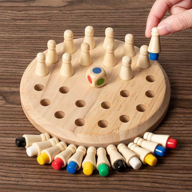Jual Wooden Memory Match Stick Chess Color Game Board Puzzles ...