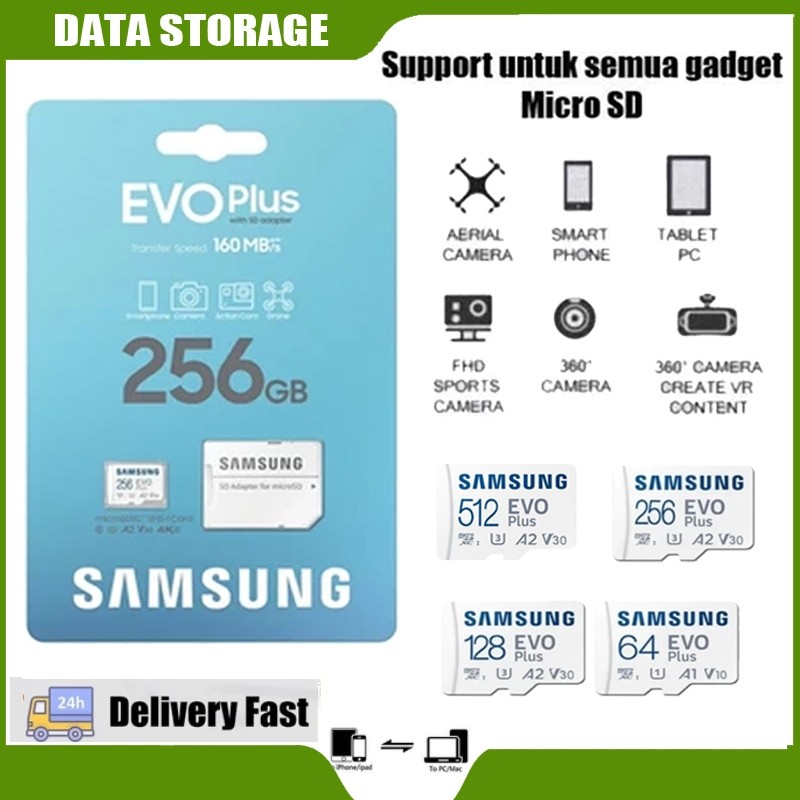 Jual Samsung 512GB 256GB 128GB A2 V30 Memory Card EVO Plus Micro SD Card 64GB A1 V10 High Speed ...