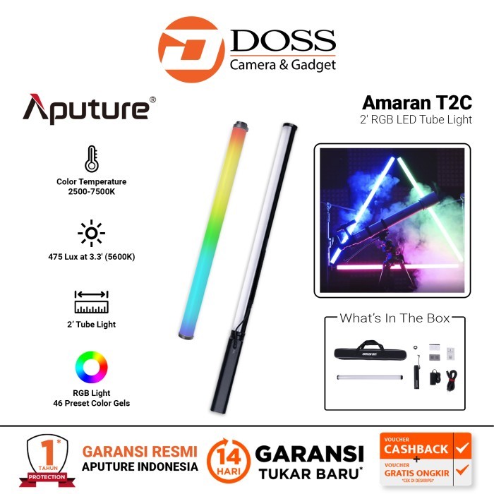 Jual Aputure Amaran T2C RGB LED Tube Light 2' Studio Lighting | Shopee ...