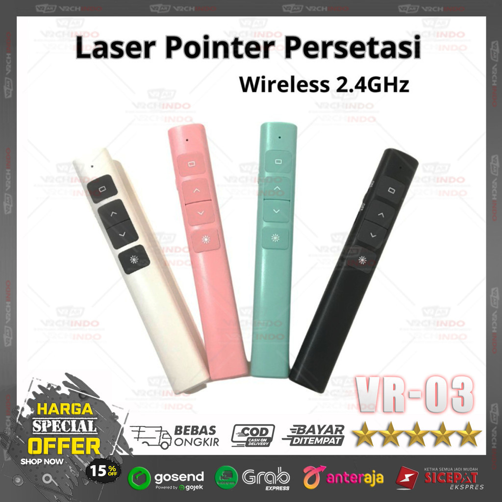 Jual Pointer Pen Laser Remote Presentasi Wireless 100 Meter Recharge VR ...