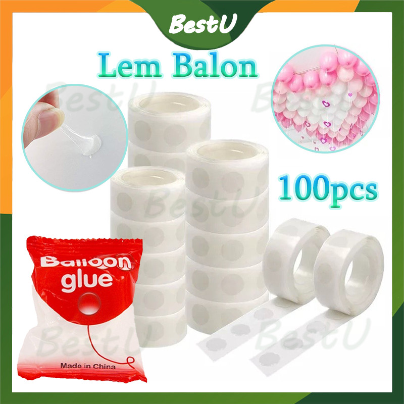 Jual (100 pcs/set) Lem balon / Balloon Glue Dinding Balon Stiker ...