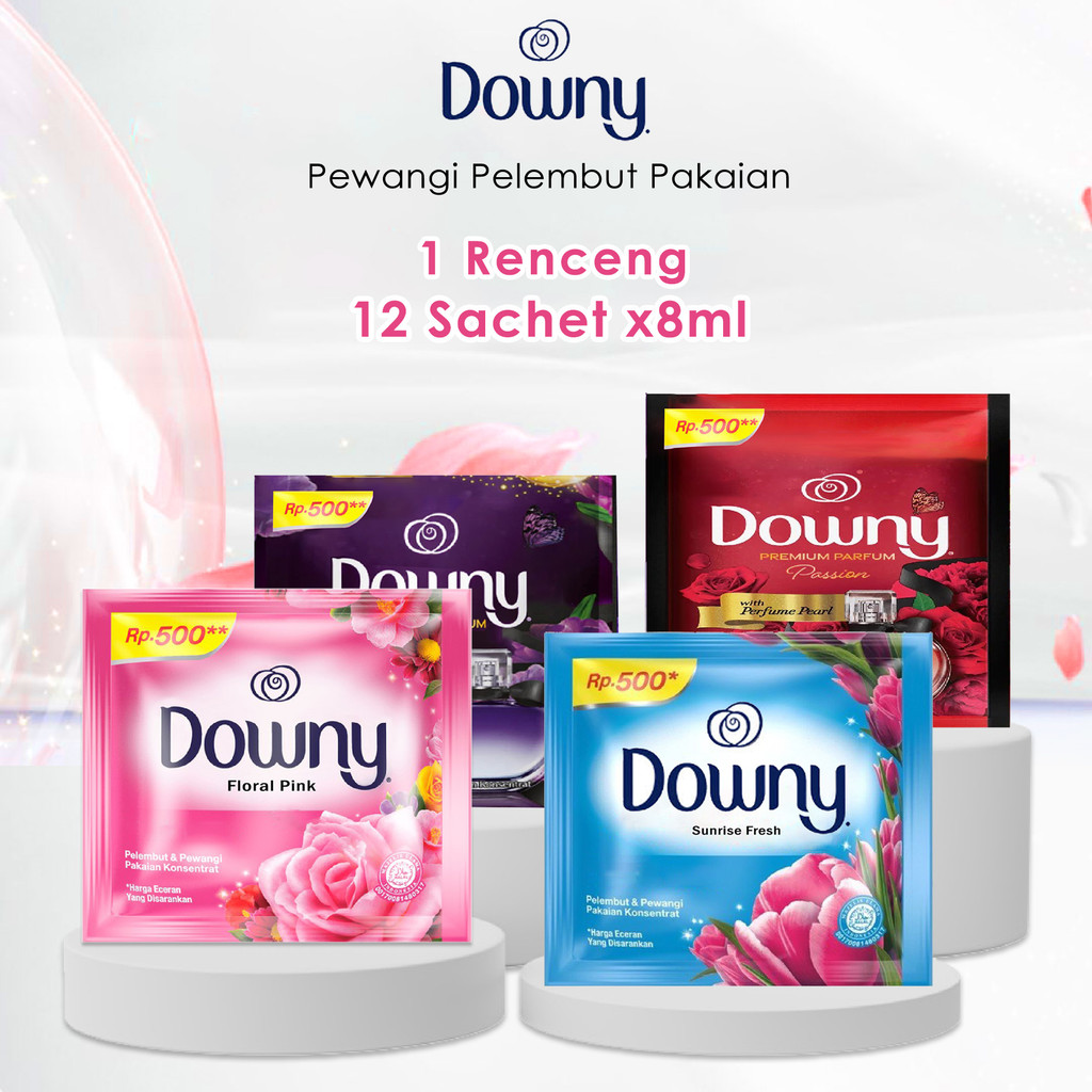 Jual [12 SACHET] Downy Pelembut Softener dan Pewangi Pakaian 12 Sachet ...