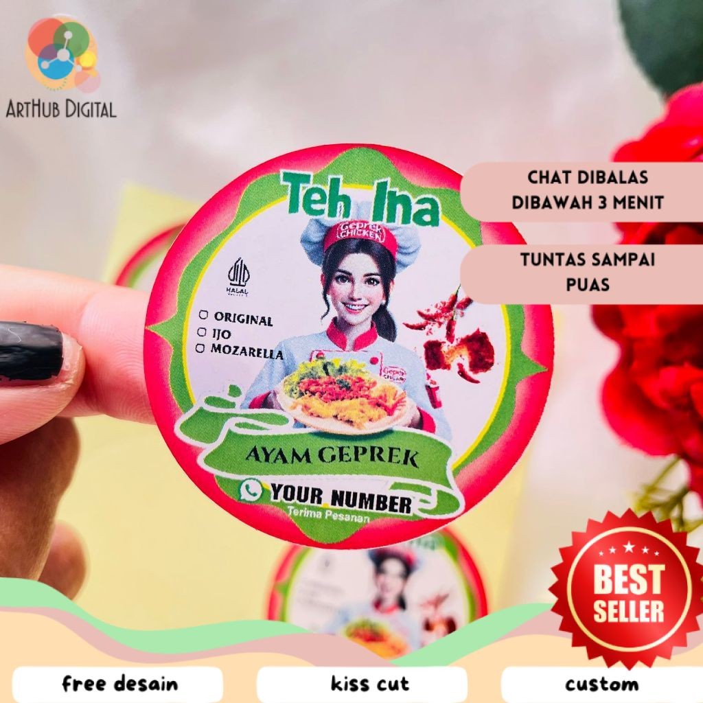 Jual AHD 9-15 Stiker Ayam Geprek Label Makanan Box Kardus Catering ...