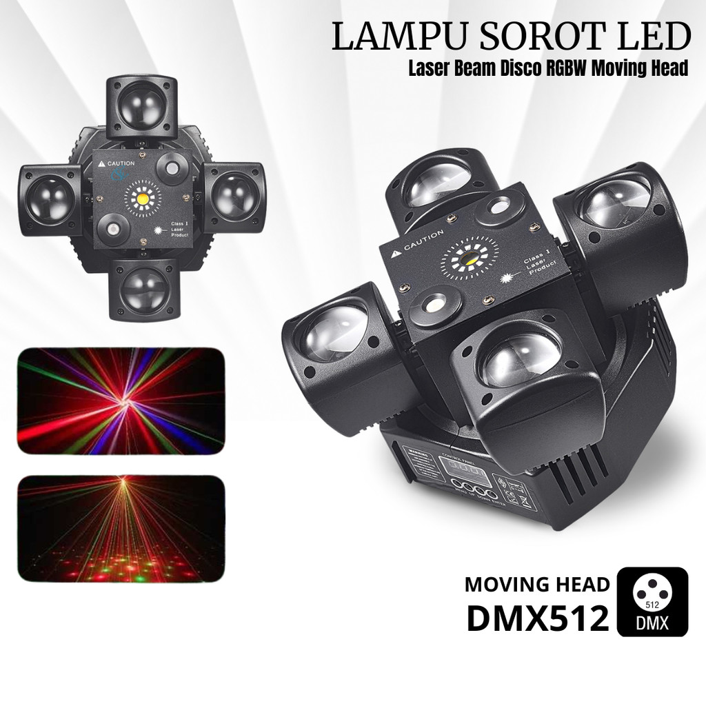 Jual KEMAX Lampu Sorot LED Laser Beam Disco RGBW Moving Head DMX512 48W ...