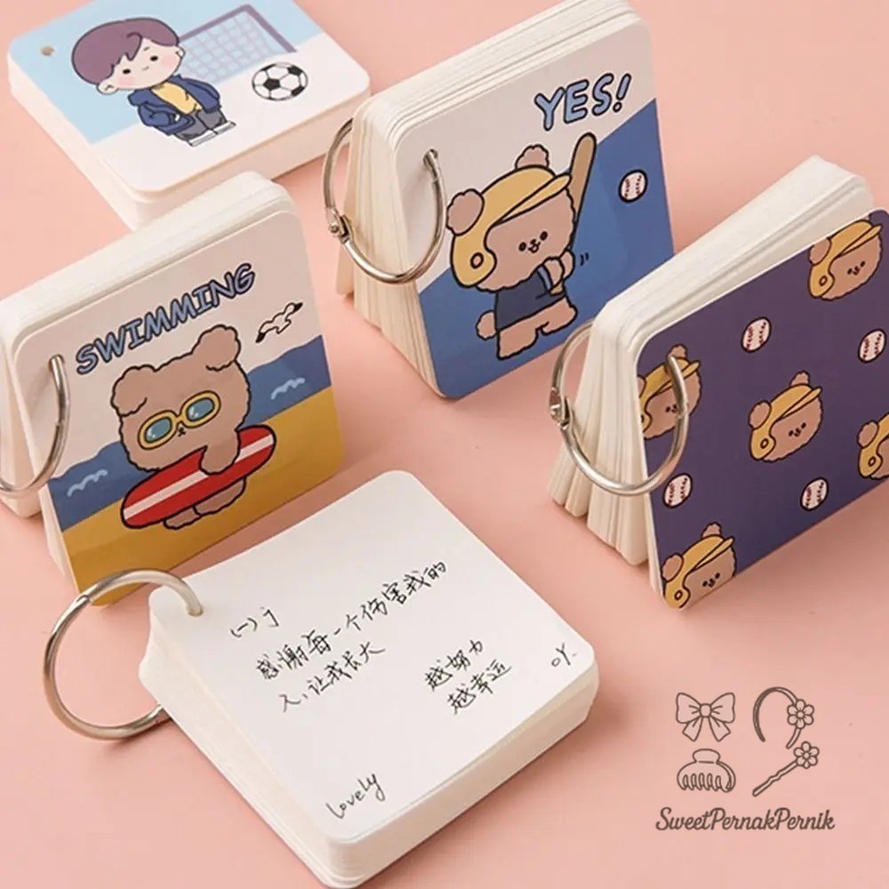 Jual Notebook Ring Mini Isi 80 Lembar Sticky Note Lucu Buku Note ...