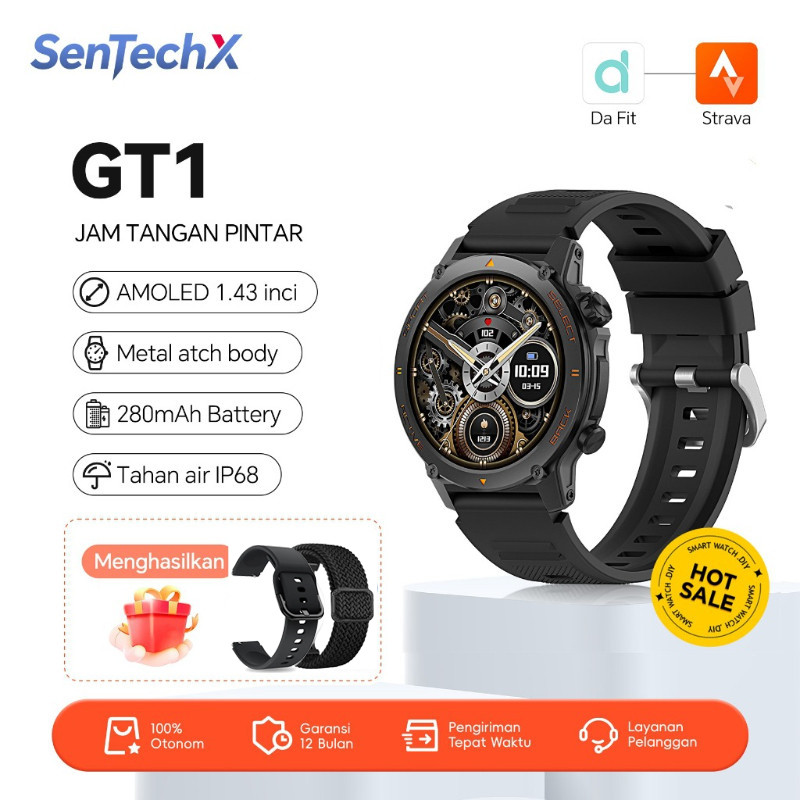 Jual SenTechX GT1 Smartwatch - AMOLED 1.43" HD Display | Tahan Air IP68 ...