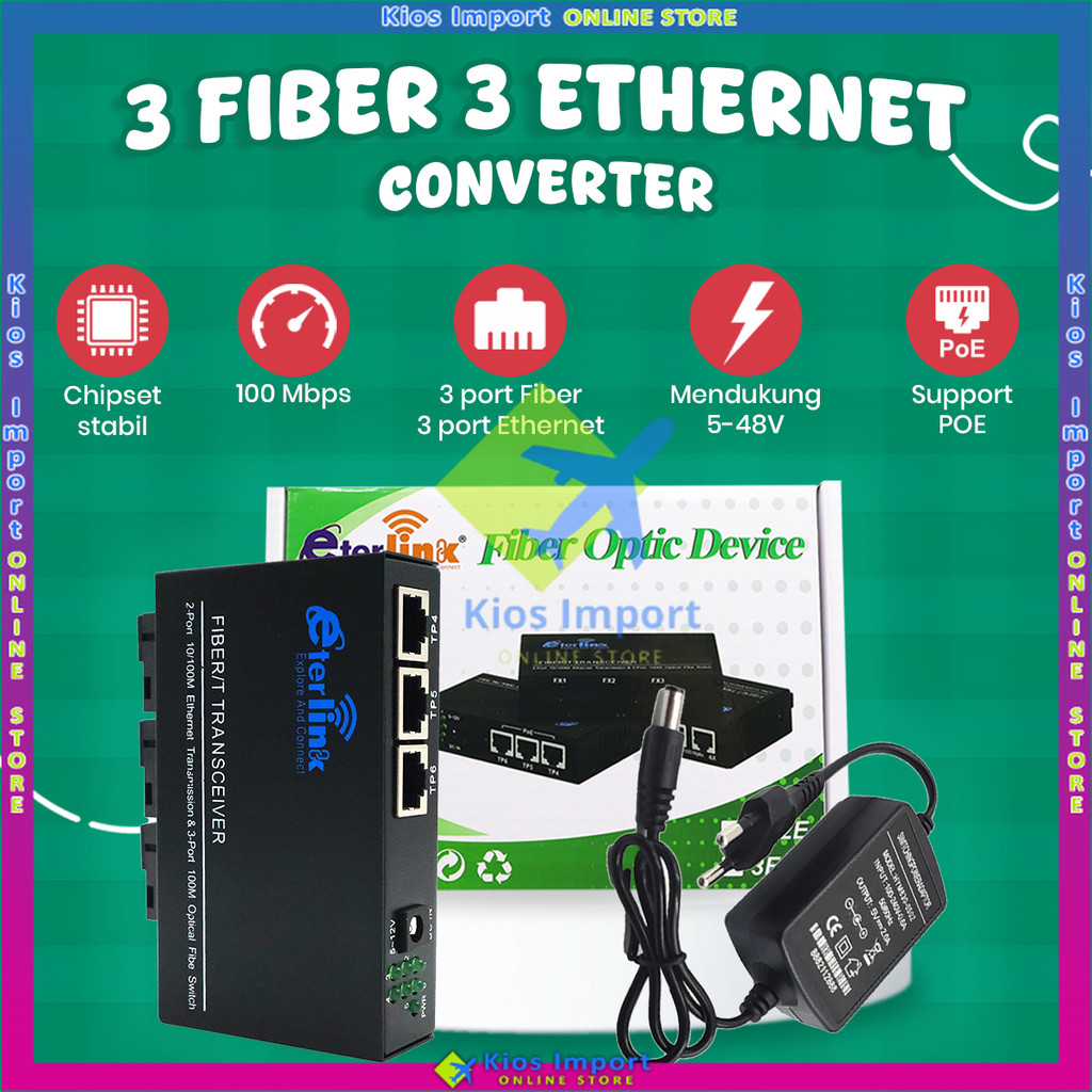 Jual 【Support POE】10/100M 3F3E Switch Ethernet Media Fiber Optik ...