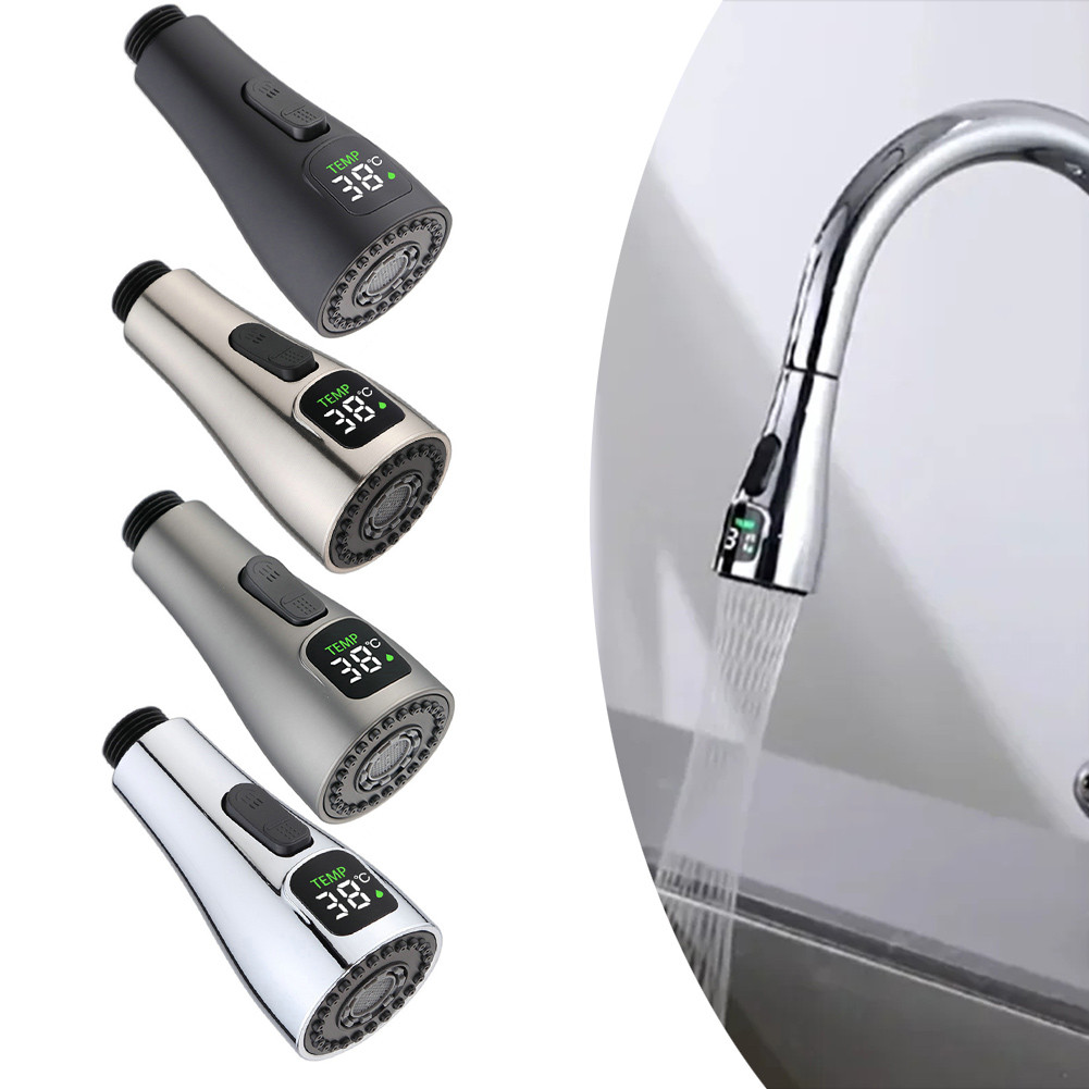 Jual Kitchen Faucet Nozzle Pull Out Sink Water Tap Nozzle LED Digital ...