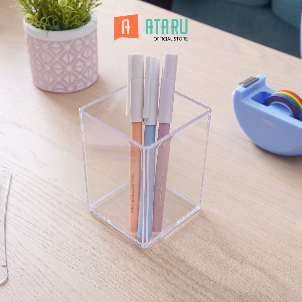Jual Ataru Tempat Pulpen - Transparan Pen Storage Box Tempat Alat Tulis ...