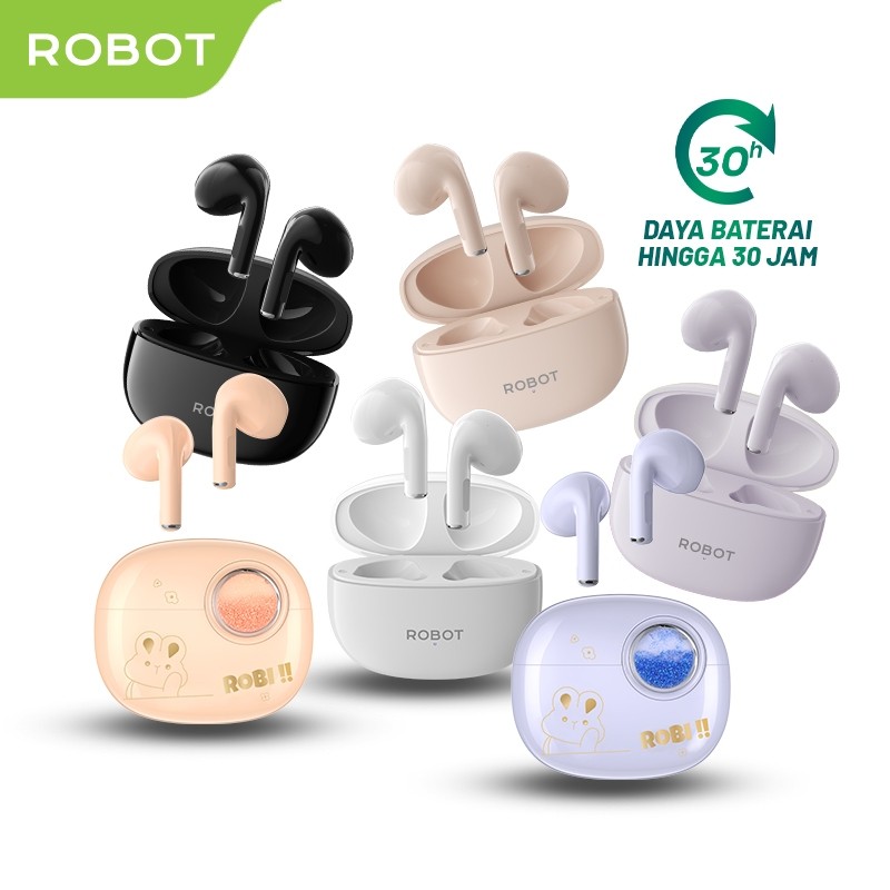 Jual ROBOT TWS Flybuds T10S Semi In Ear Wireless Earbuds Bluetooth 5.3 ...