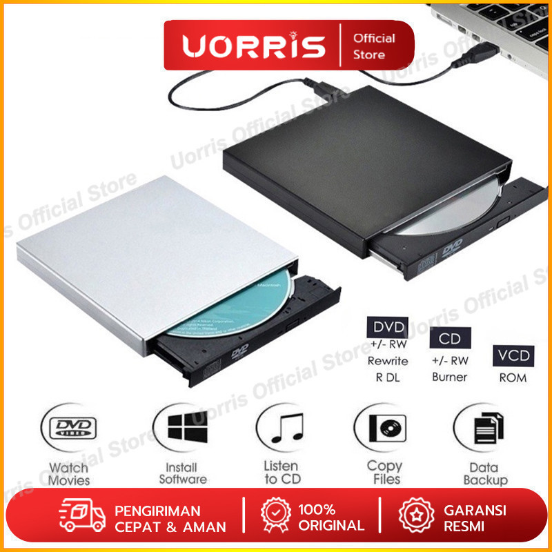 Jual External DVD Drive Slim Portable Optical Drive Writer Burner Rewriter CD ROM Drive Untuk PC ...