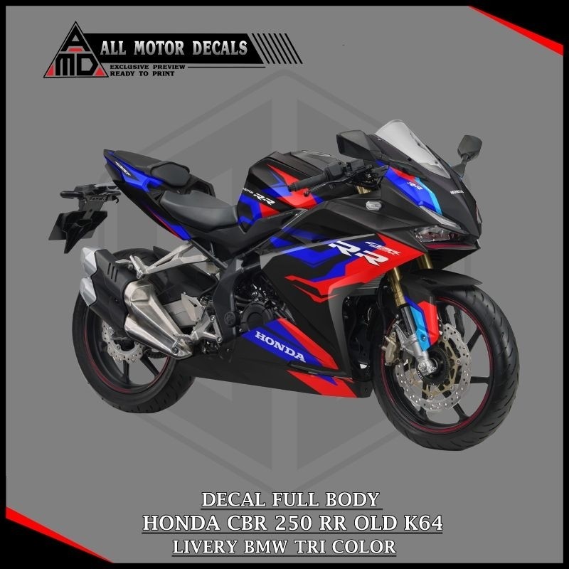 Jual DECAL FULLBODY CBR 250RR OLD K64 LIVERY BMW TRI COLOR / STRIPING ...
