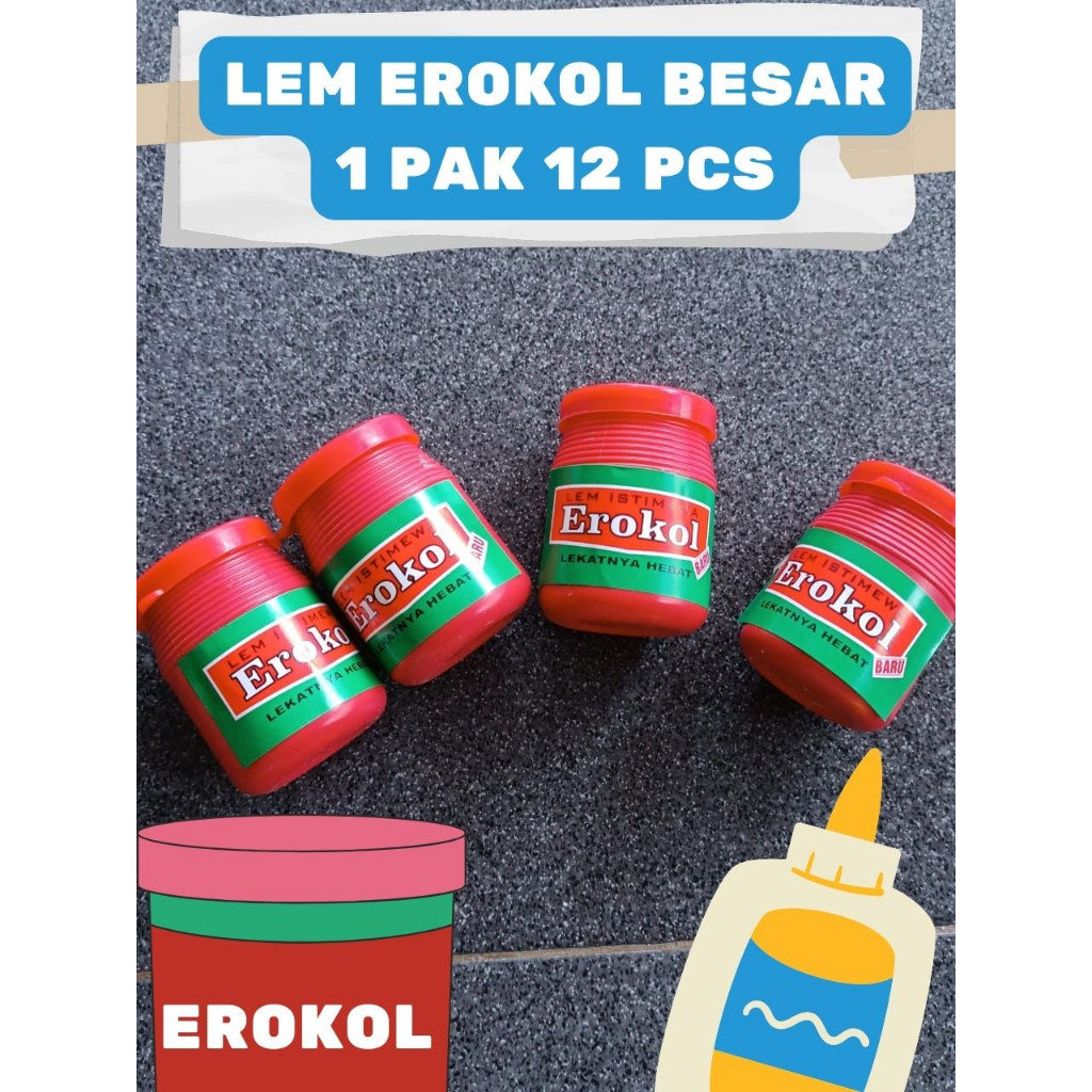 Jual LEM COLEK LEM KERTAS CAIR KENTAL BESAR MEREK EROKOL 1 PAK ISI 12 ...
