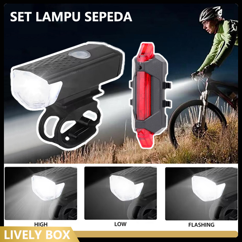 Jual Lampu Sepeda Depan Belakang/Waterproof Rechargeable USB Charging ...