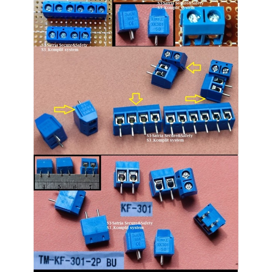 Jual Kecil 2P KF301 Terminal Blok PCB Rustin 2 P Pin bisa 4 konektor ...