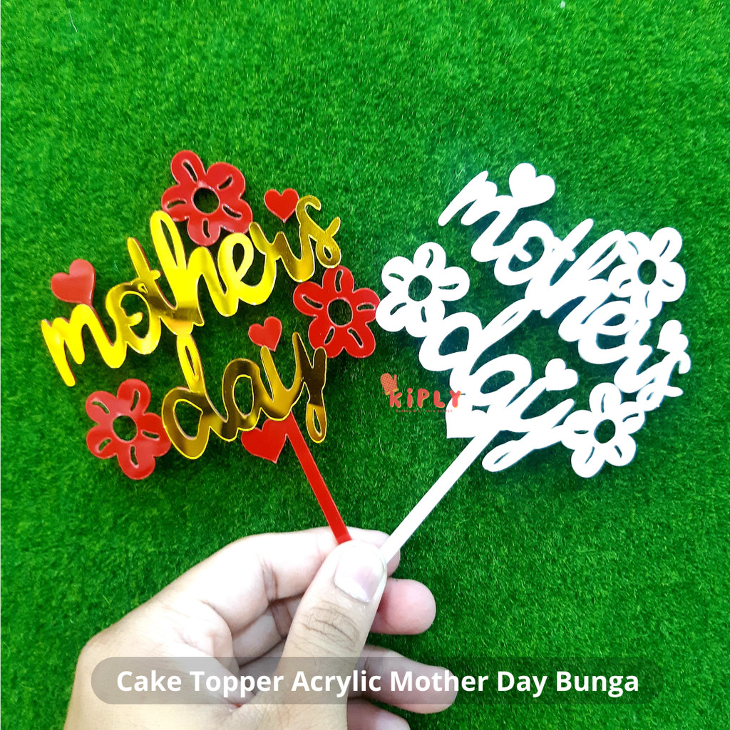 Jual Cake Topper Acrylic Mother Day Bunga/Topper Happy Brithday Mom ...