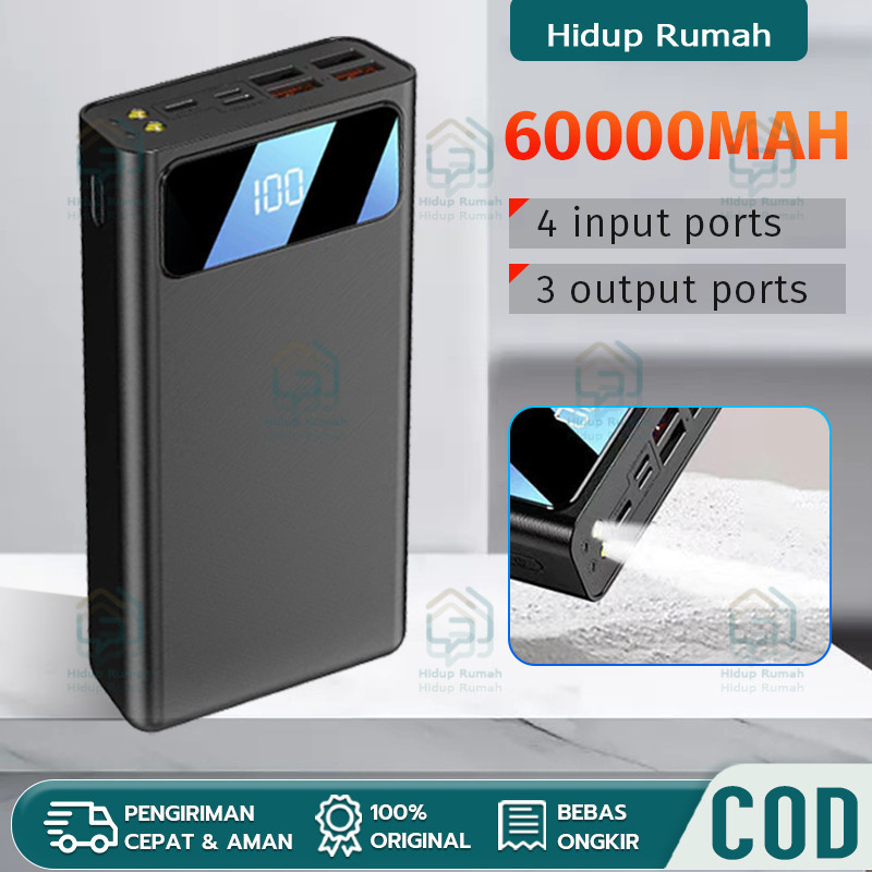Jual Powerbank kapasitas besar 4 USB 60000 mAh Fast Charging External ...