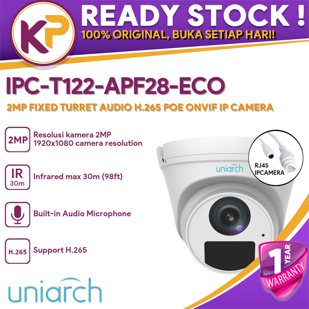 Jual UNIARCH IPC-T122-APF28-ECO 2MP FIXED TURRET AUDIO H.265 POE ONVIF IP CAMERA | Shopee Indonesia
