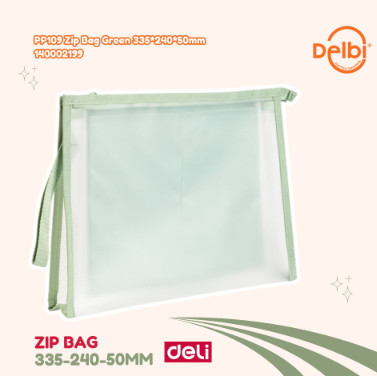 Jual Deli Map Resleting Zip Bag EVA A4 PP109 Zip Bag Green 335*240*50mm ...