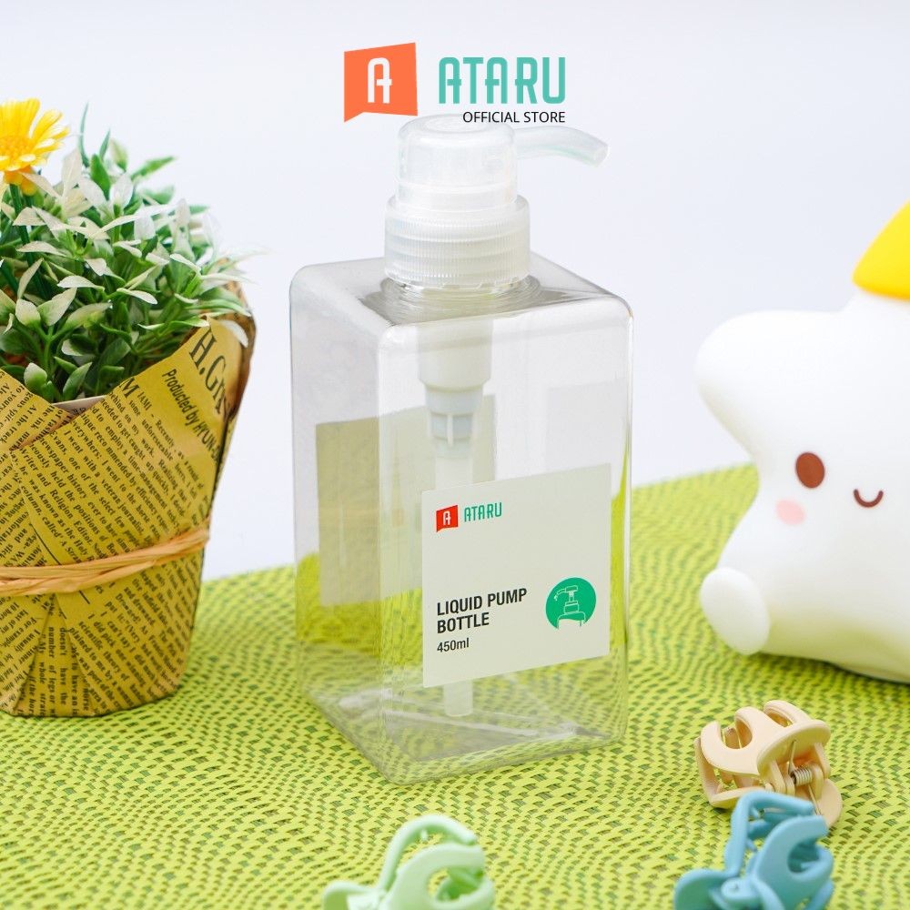 Jual Ataru 450 ml Botol Cairan Pompa Rectangle Travel Bottle Wadah ...