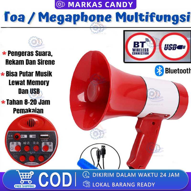 Jual Megaphone Bluetooth U Disk Recording Alert 5W - Pengeras Suara ...